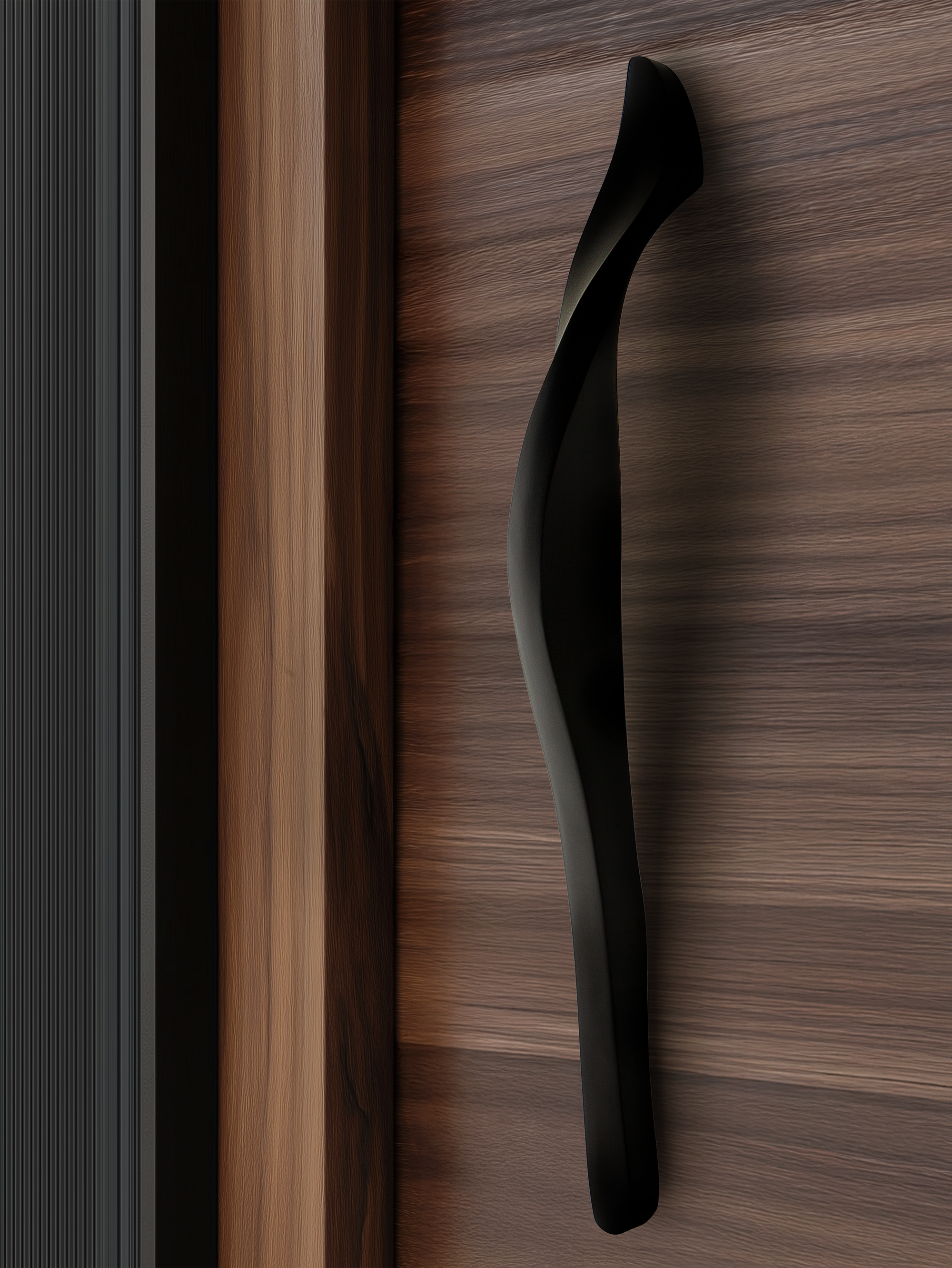 Matte Black Front Door Pull Handle - TWIST - Glitters Hardware